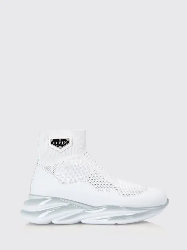 Philipp Plein High-top Slip-on Knit Sneakers - White