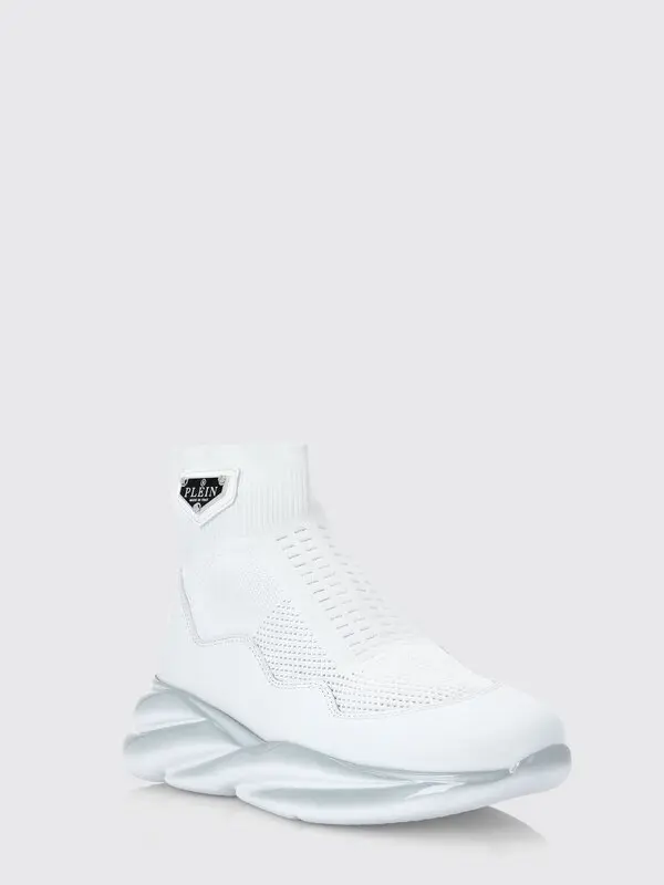 Philipp Plein High-top Slip-on Knit Sneakers - White