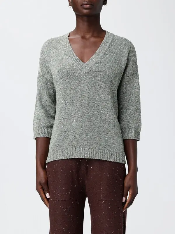 KANGRA Cotton Blend V-neck Sweater - Mint