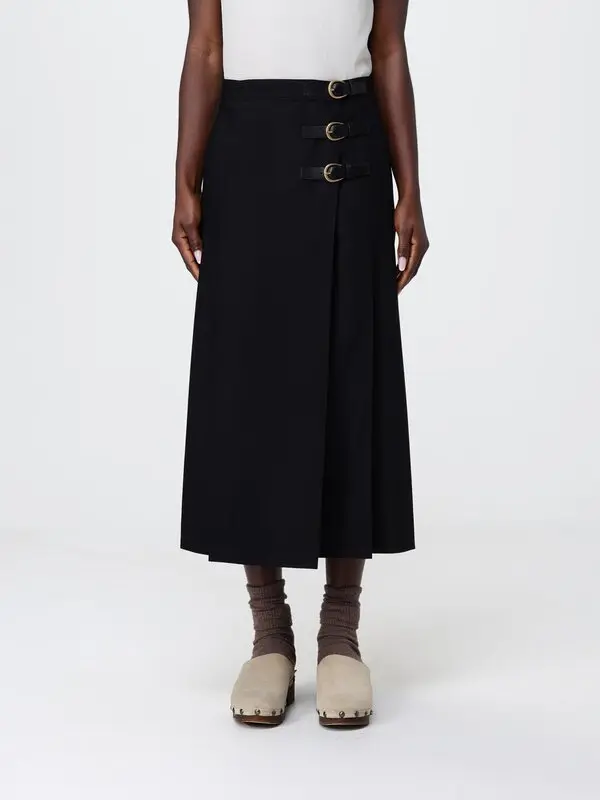 Chloé Virgin Wool Buckled Midi Skirt