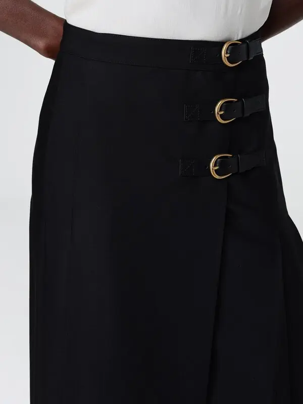 Chloé Virgin Wool Buckled Midi Skirt