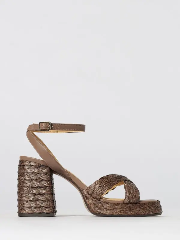 CastaÑer Valeriette Woven Raffia And Leather Sandal - Beige