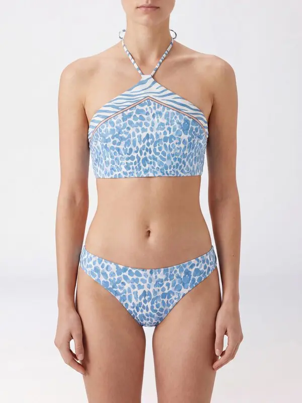 MC2 SAINT BARTH Halterneck Bikini Top With Animal Print - Fa01