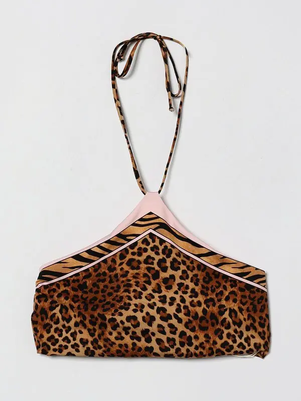MC2 SAINT BARTH Halterneck Bikini Top With Animal Print - Multicolor