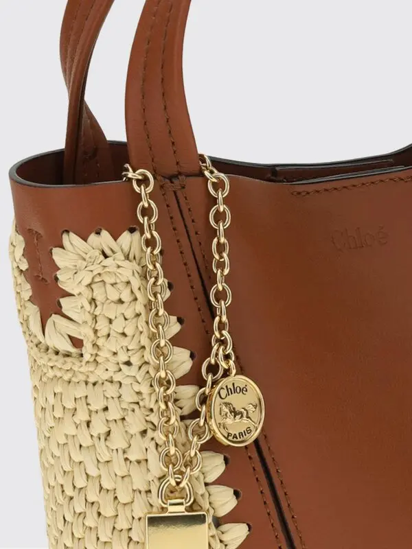 Chloé Spin Bag In Leather And Crochet Raffia