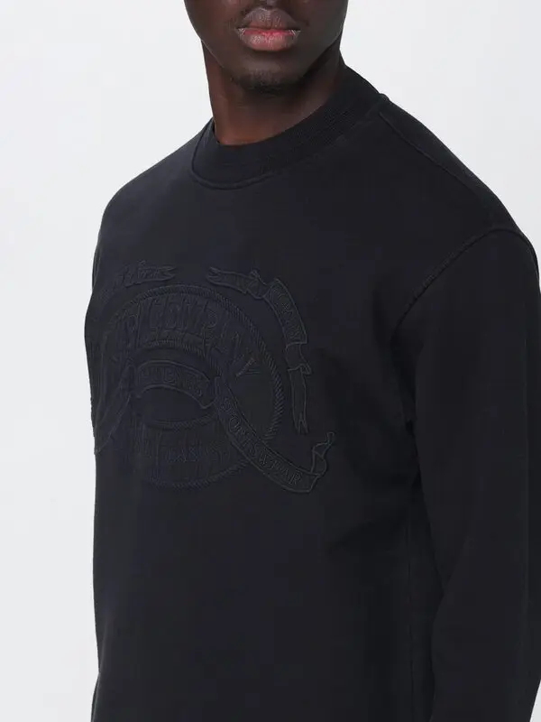 C.P. COMPANY Cotton Crewneck Sweatshirt With Tone-on-tone Embroidered Logo - Black