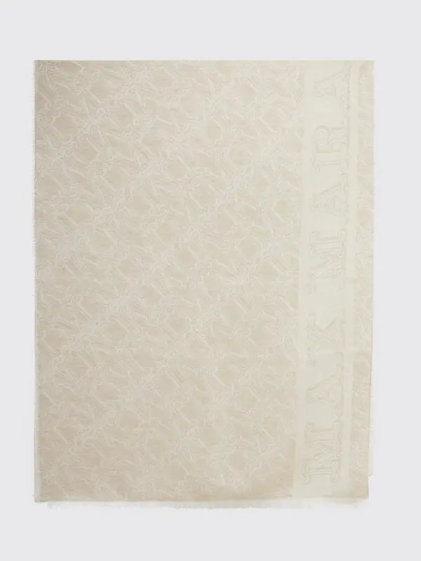 Max Mara Wool And Silk Scarf With Monogram - Beige