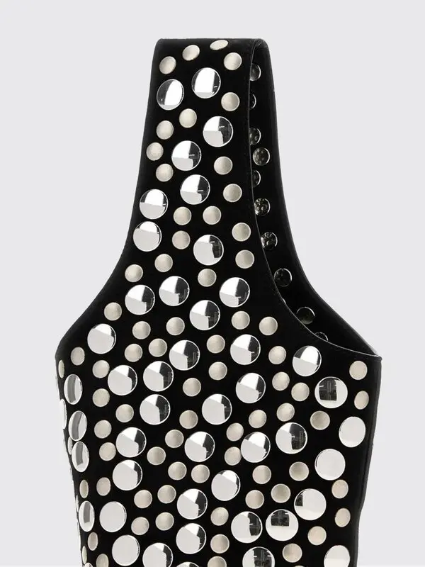 Khaite Calfskin Leather Handbag With Studs And Embroidery