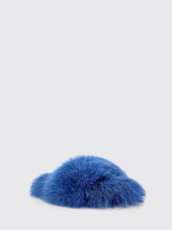 Philipp Plein Solid Fur Slide Sandals With A Low Heel - Blue