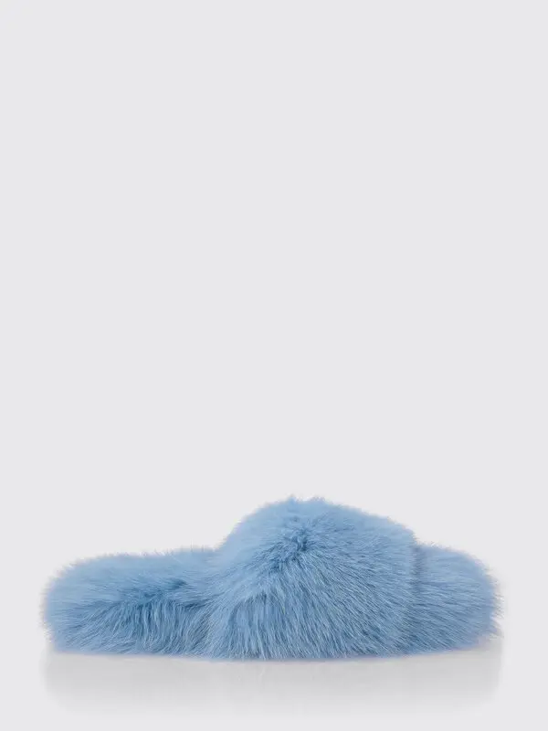 Philipp Plein Fur Slide Sandals - Turquoise