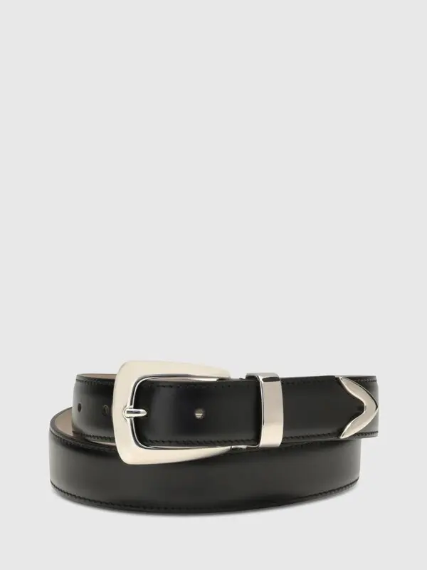 Khaite Leather Belt With Silver Buckle