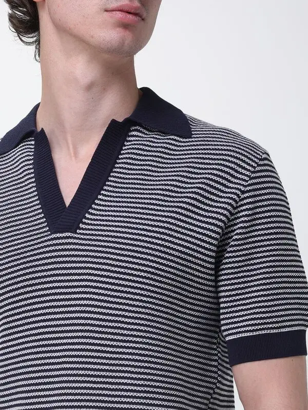 KANGRA Striped Cotton Polo Shirt