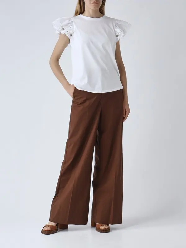 TWINSET Stretch Cotton Palazzo Trousers
