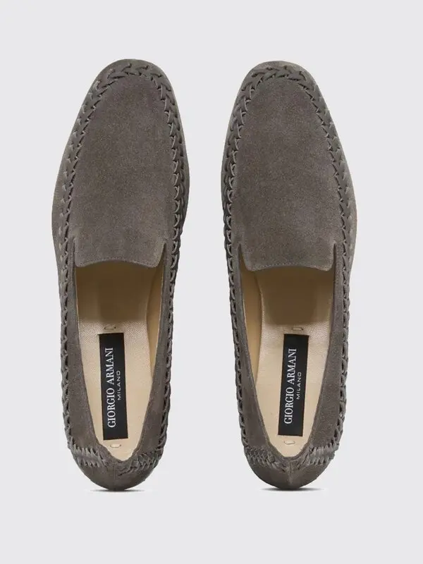 Giorgio Armani Suede Loafers With Woven Stitching