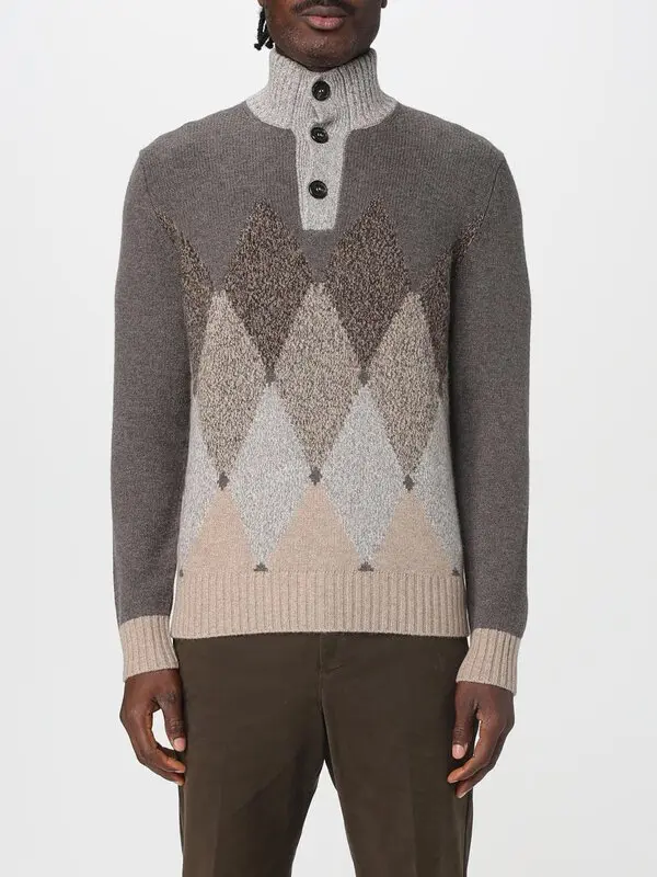 BALLANTYNE Argyle Knit Jumper - White