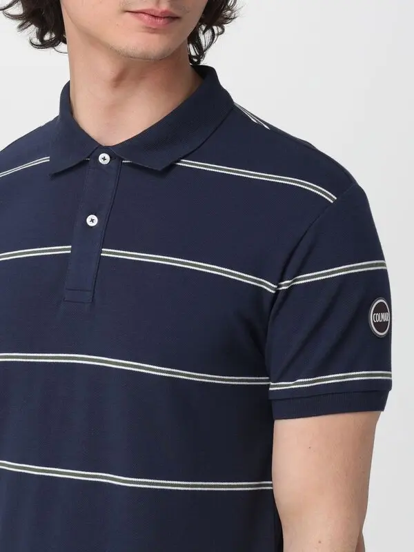COLMAR Striped Cotton Polo Shirt - Navy