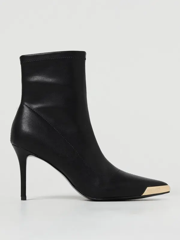Versace Ankle Boots With Gold Tone Metal Detail