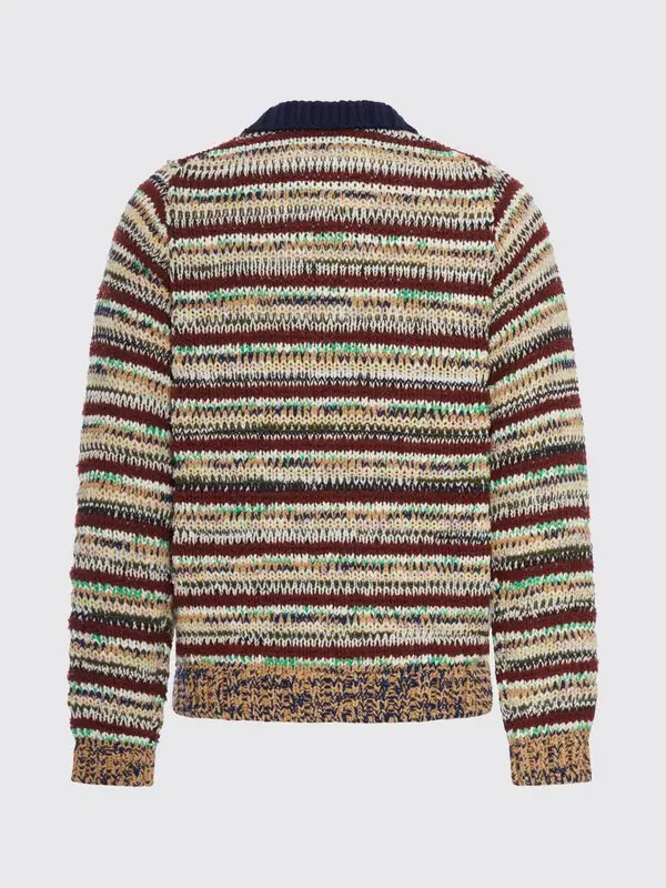 Sacai Striped Cotton Knit Polo Shirt