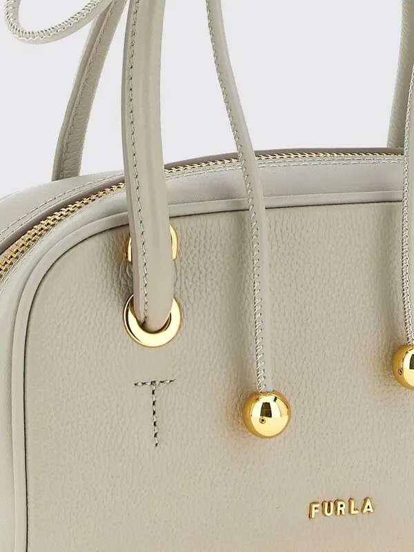 Furla Poppy Mini Handbag With Double Handle And Shoulder Strap - Grey
