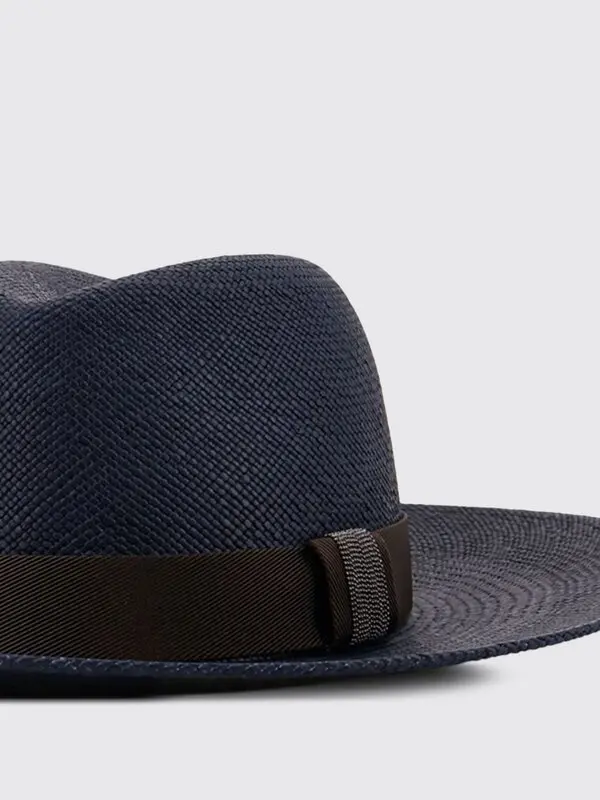 Brunello Cucinelli Raffia Panama Hat With Ribbon Detail