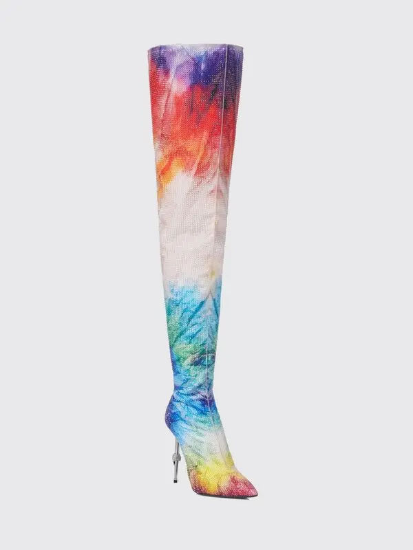 Philipp Plein Tie-dye Cuissardes Boots With Crystal Skull Embellishment