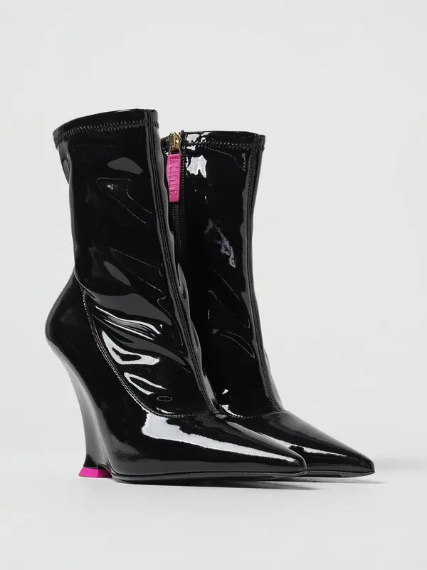 3JUIN Patent Wedge Ankle Boots