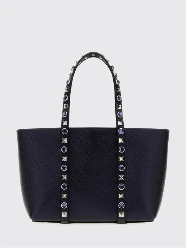 Valentino Garavani Rockstud Mini Handbag In Leather With Crystals - Blue