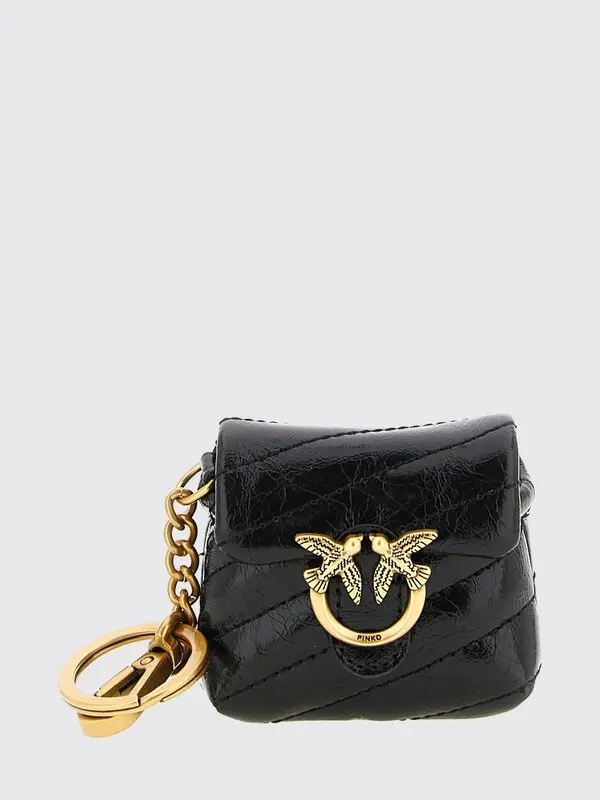 Pinko Quilted Tech Accessory Case With Chain Detail - Black