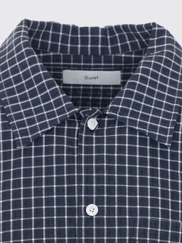 DUNST Check Pattern Cotton-blend Shirt With Patch Pocket And Dropped Shoulders