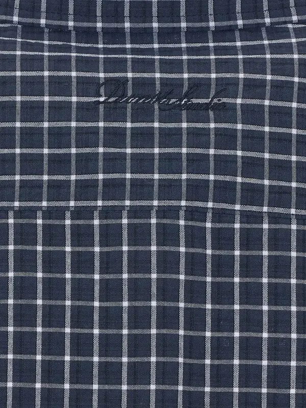 DUNST Check Pattern Cotton-blend Shirt With Patch Pocket And Dropped Shoulders - Blue