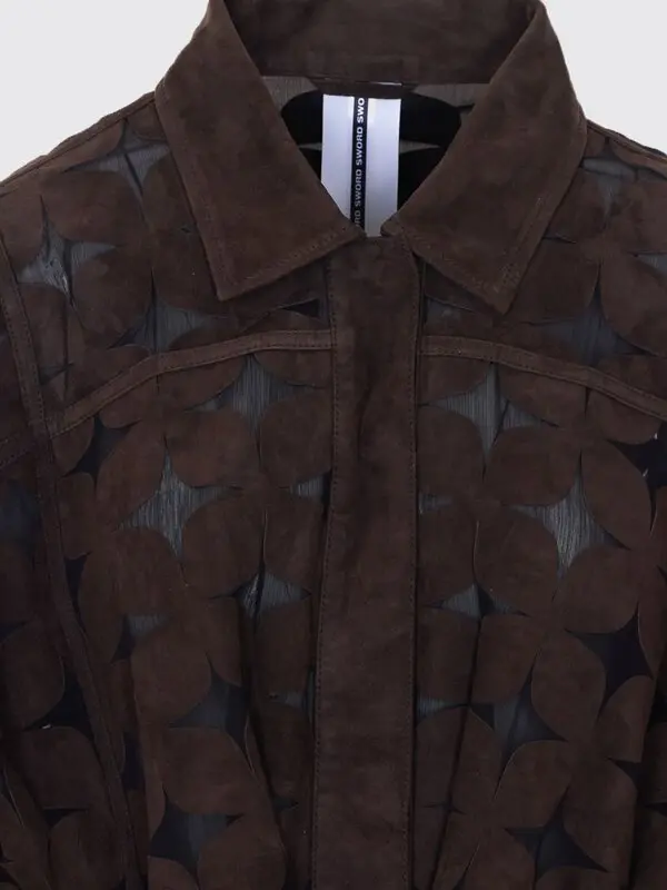 SWORD 6644 Suede Leather Cropped Shirt Jacket With Waist Belt