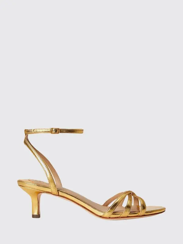 Ralph Lauren Kendyl Leather Sandals With Stiletto Heel And Ankle Strap - Brown