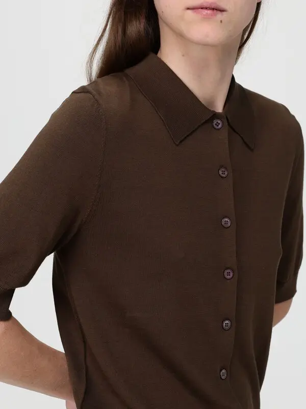 KANGRA Cotton And Silk Polo Cardigan - Coffee