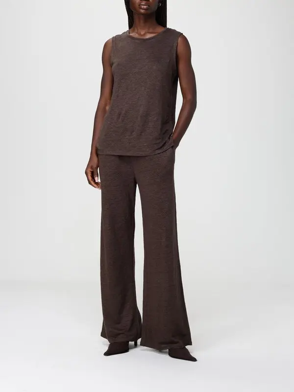KANGRA Linen Wide Leg Trousers - Coffee