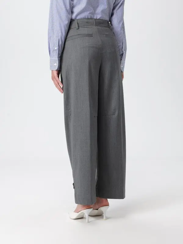 DONDUP Tailored Wide Leg Trousers With Button Detail Cuffs