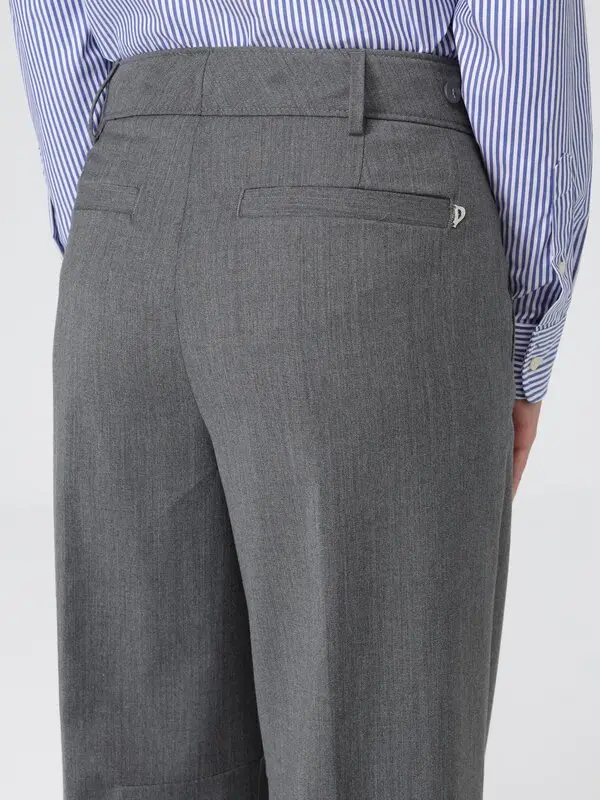DONDUP Tailored Wide Leg Trousers With Button Detail Cuffs