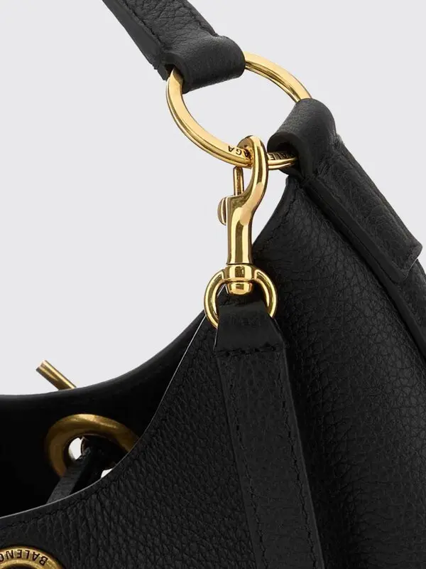 Balenciaga Carrie Grained Leather Mini Handbag With Hook Closure And Flat Handle