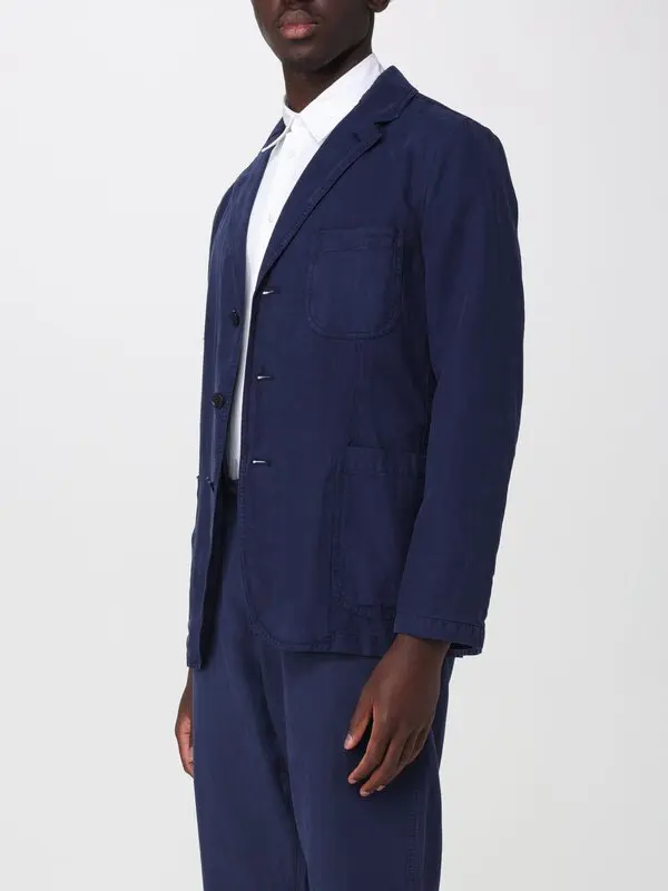 Aspesi Single-breasted Cotton Blazer With Lapel Collar And Patch Pockets
