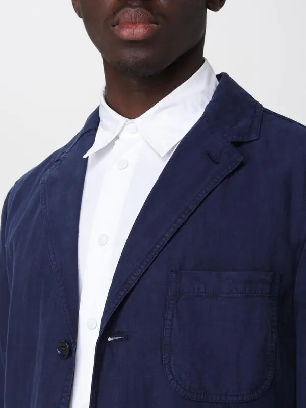 Aspesi Single-breasted Cotton Blazer With Lapel Collar And Patch Pockets