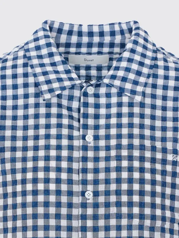 DUNST Check Pattern Slim Fit Cotton Blend Short Sleeve Shirt