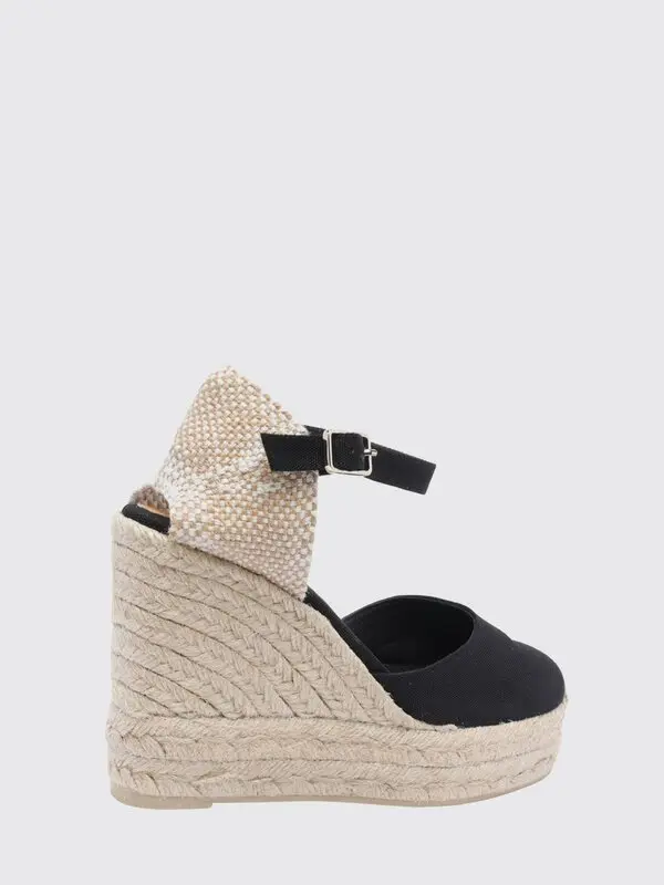 CastaÑer Carina High-wedge Canvas Platform Espadrilles With Ankle Tie - Black