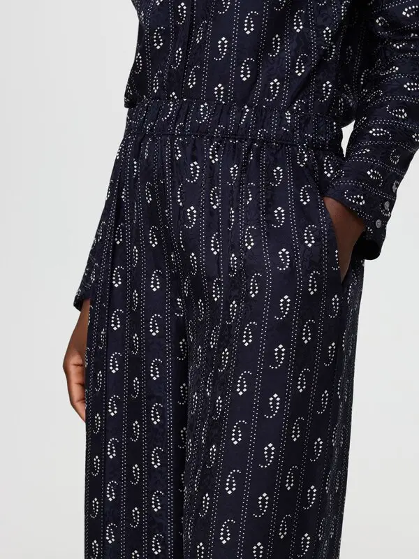 Tory Burch Wide Leg Paisley Print Trousers