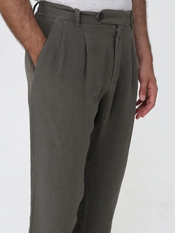 MC2 SAINT BARTH Linen Chino Trousers With Off-center Closure - Green