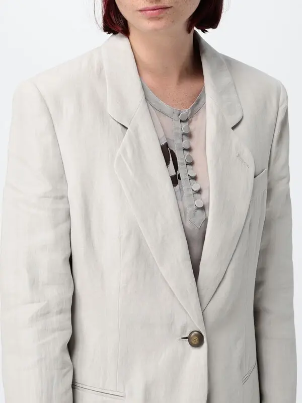 Giorgio Armani Single-breasted Cropped Linen Blazer With One-button Closure