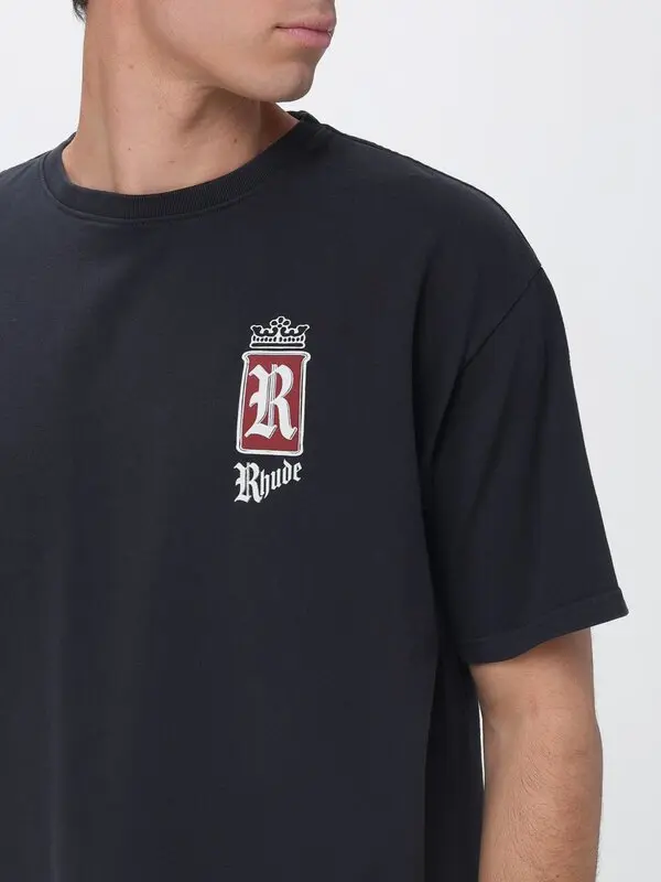 Rhude Cotton T-shirt With Front Graphic Print And Contrast Logo
