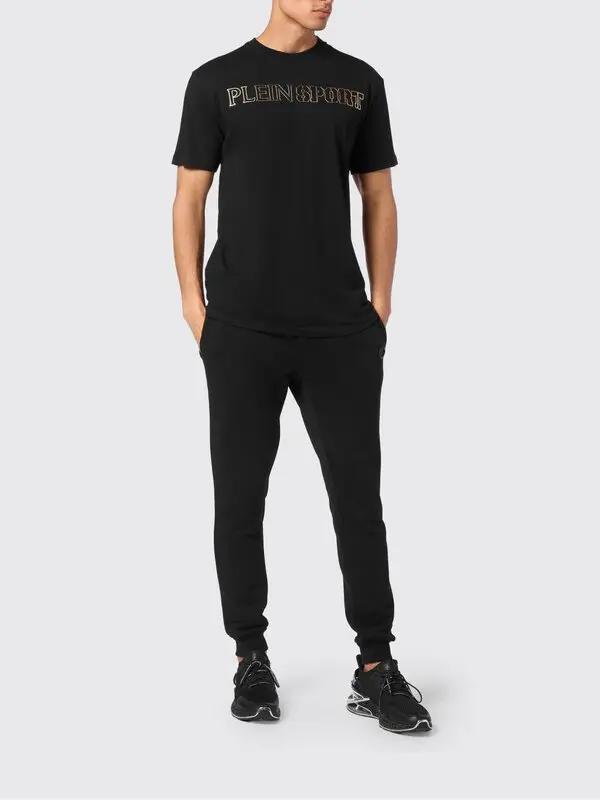PLEIN SPORT Cotton Jersey T-shirt With Laminated Back Logo
