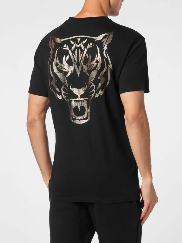 PLEIN SPORT Cotton Jersey T-shirt With Laminated Back Logo