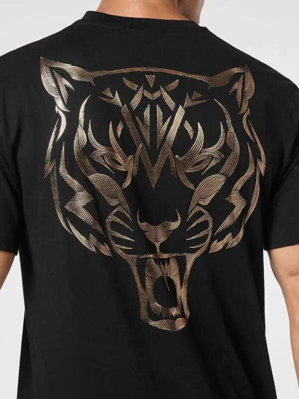 PLEIN SPORT Cotton Jersey T-shirt With Laminated Back Logo