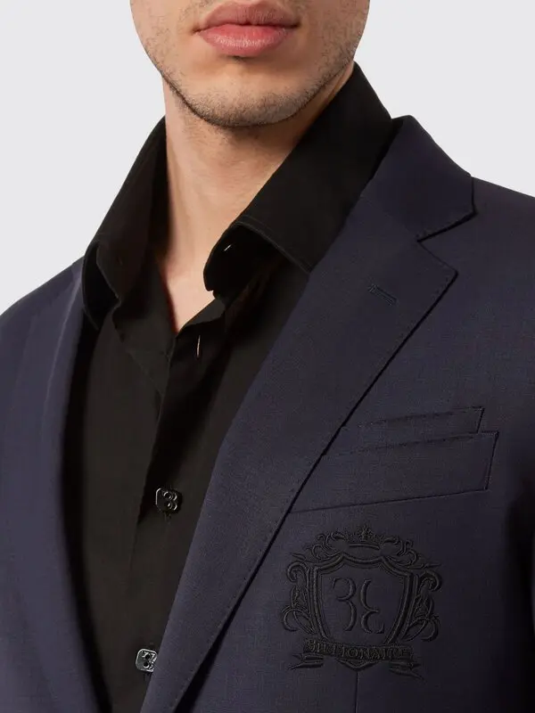 BILLIONAIRE Single-breasted Wool Blend Blazer With Classic Lapels And Flap Pockets
