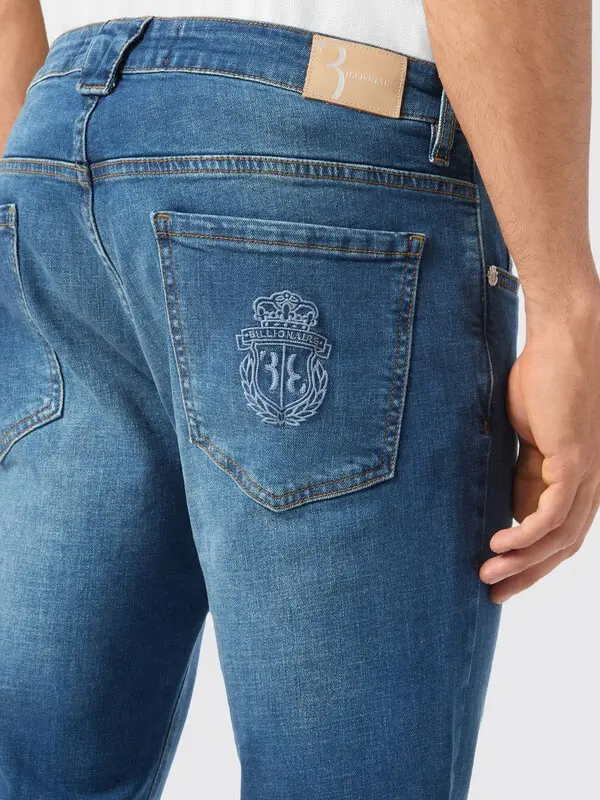 BILLIONAIRE Regular Fit Straight Leg Stretch-denim Jeans With Embroidered Logo